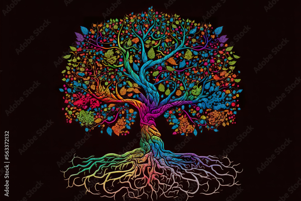 Psychedelic Tree of Life. Generated using Midjourney AI Stock ...