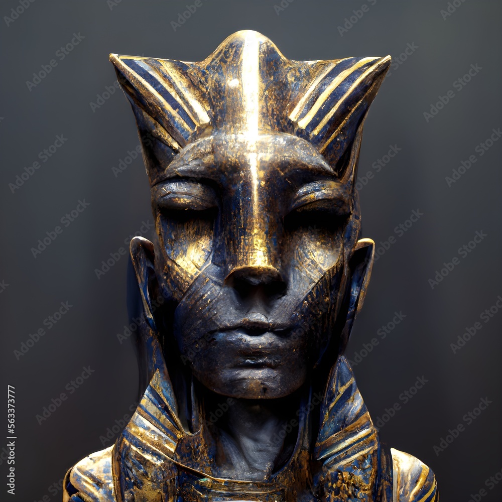 egyptian pharaoh statue metal texture realistic sharpened detailed no ...