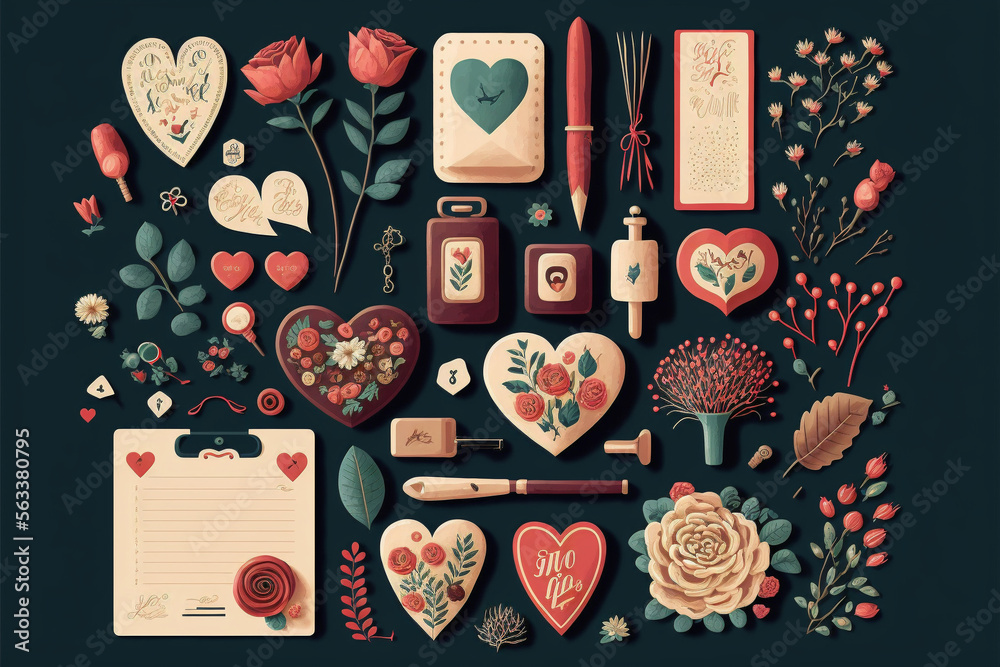 Love Theme Concept Art: Retro Vintage and Romanticism Stock ...