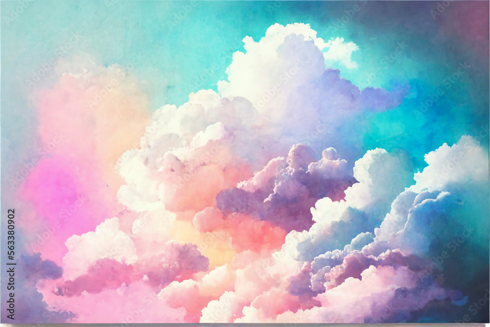Mystic Hued Rainbow Colored Fantasy Sky with Fluffy Pastel and Cotton ...