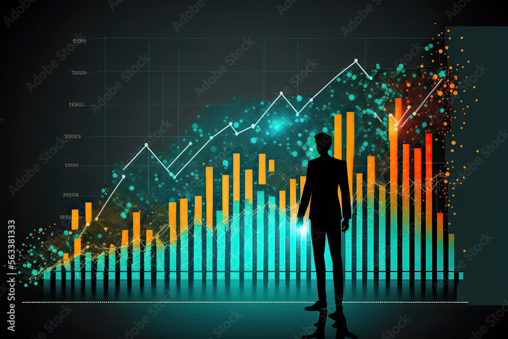 Generative AI illustration of a human silhouette looking at a large ...