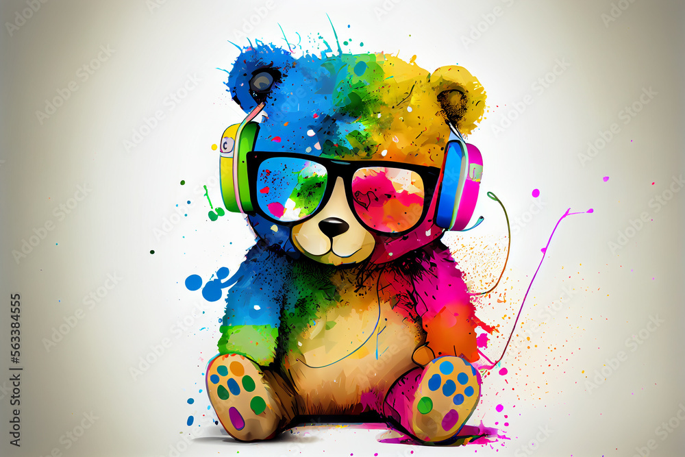 Color Splash Explosion on Teddy Bear Wallpaper Design Stock ...