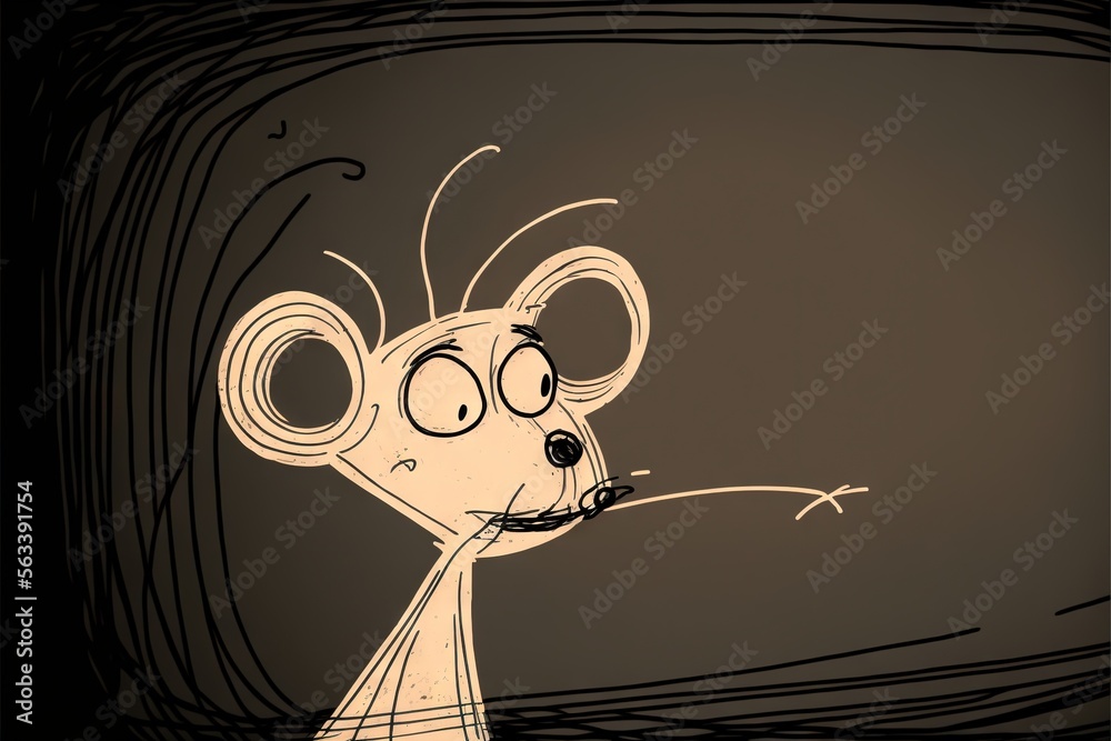 a cartoon mouse with a long nose and a nose ring on it's nose, with a ...