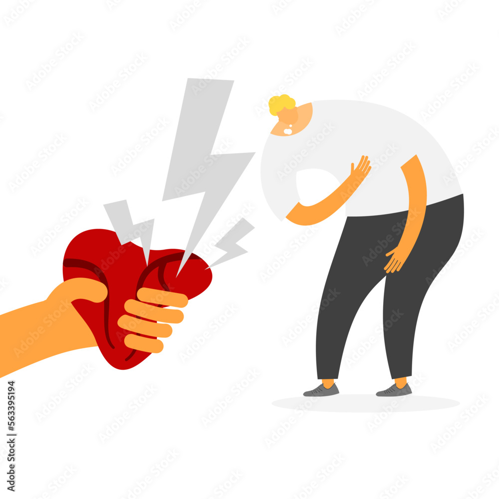 Cartoon characters of heart attack and unstable angina on isolated ...