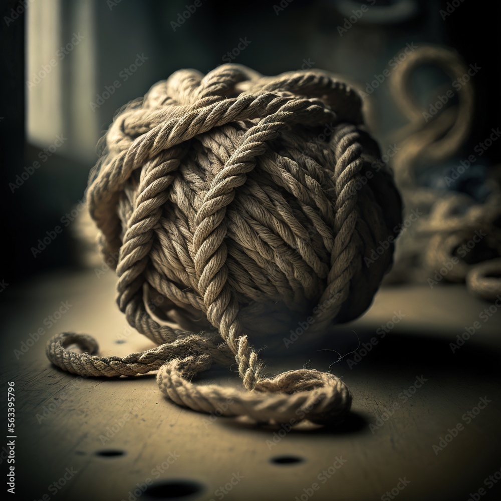 a ball of rope is on a table with holes in it and a rope is on the ...