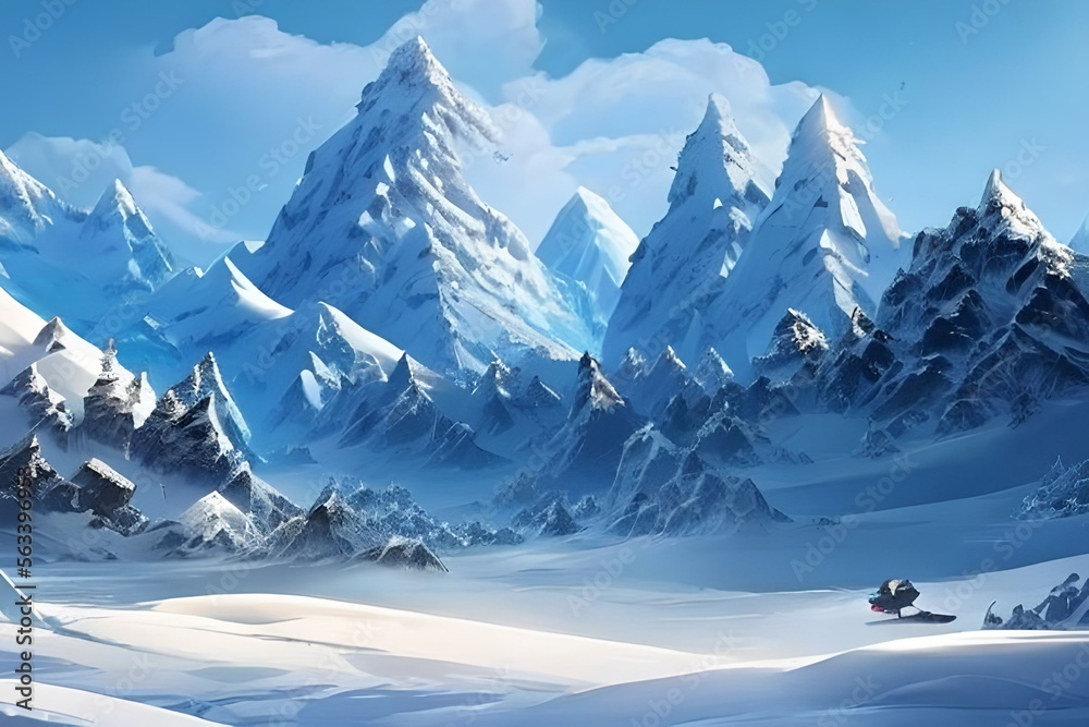 Frozen Adventure - A Simple Cartoon Illustration of an Ice Landscape ...