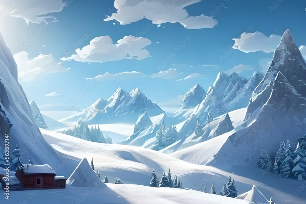 Frozen Adventure - A Simple Cartoon Illustration of an Ice Landscape ...