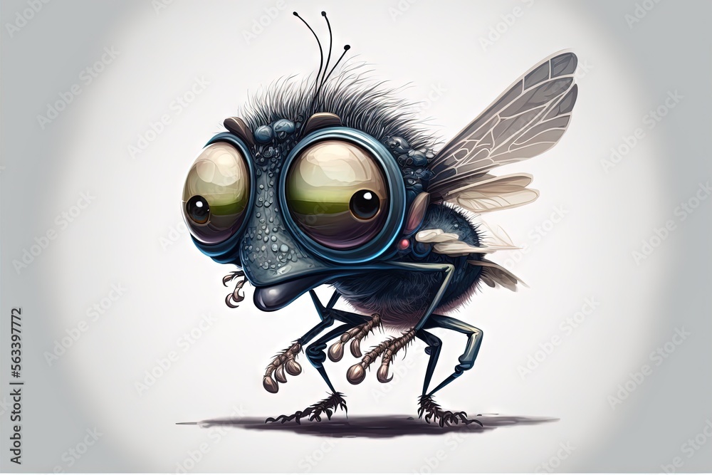 a cartoon fly with big eyes on a white background Stock Illustration ...