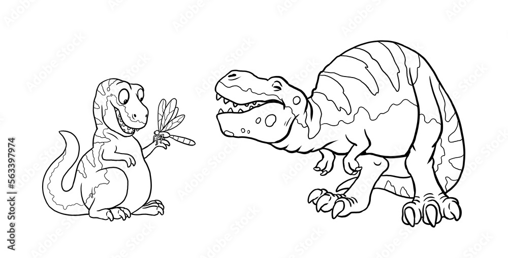 Cute dinosaur T Rex for coloring. Template for a coloring book with ...