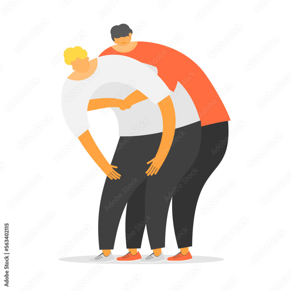 Cartoon characters of First aid for chocking, heimlich maneuver by one ...