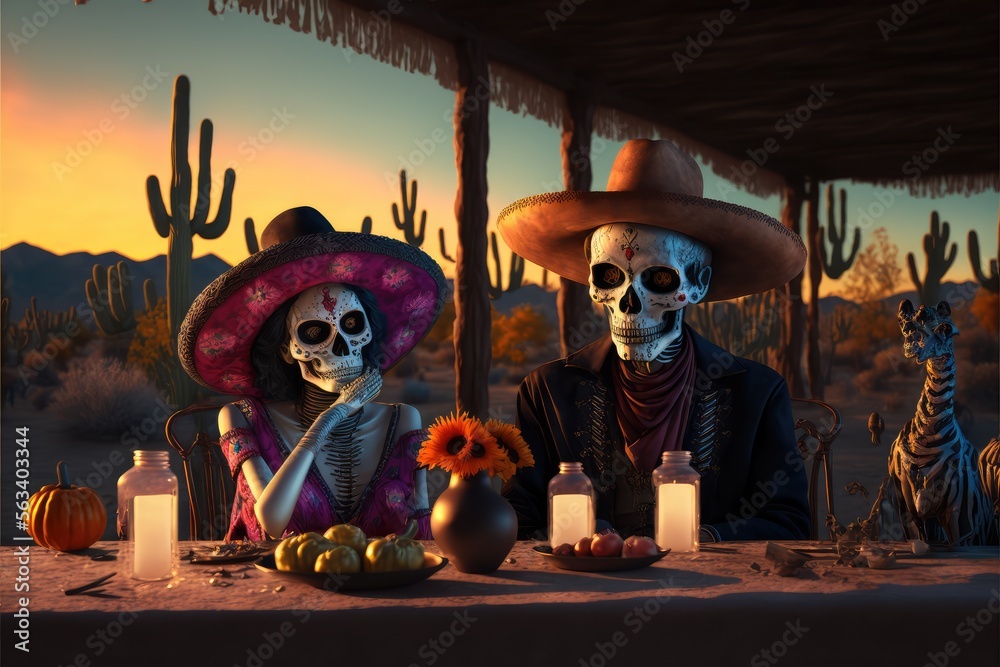 Dia de los muertos, male and female catrina: Catrina and Catrin wearing ...
