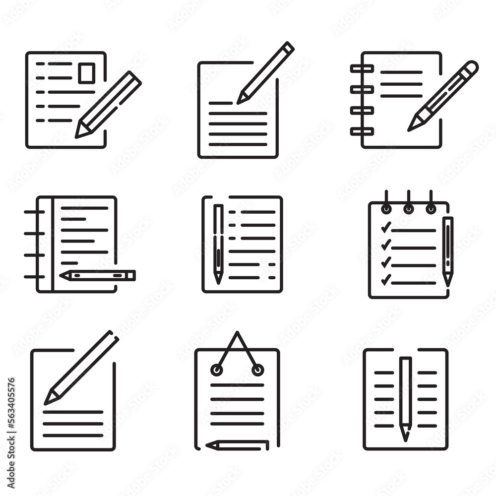 Notepad Icon set, different style notepad icons, outline notebook icon ...