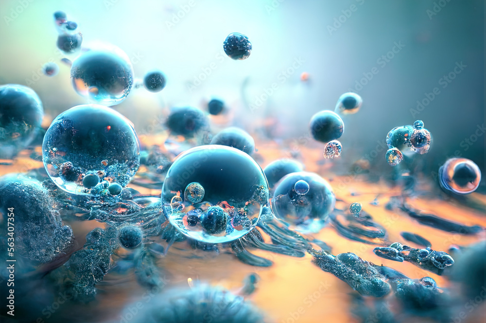 Microscopic electron macroscopic close view of cells and ovum attacked ...