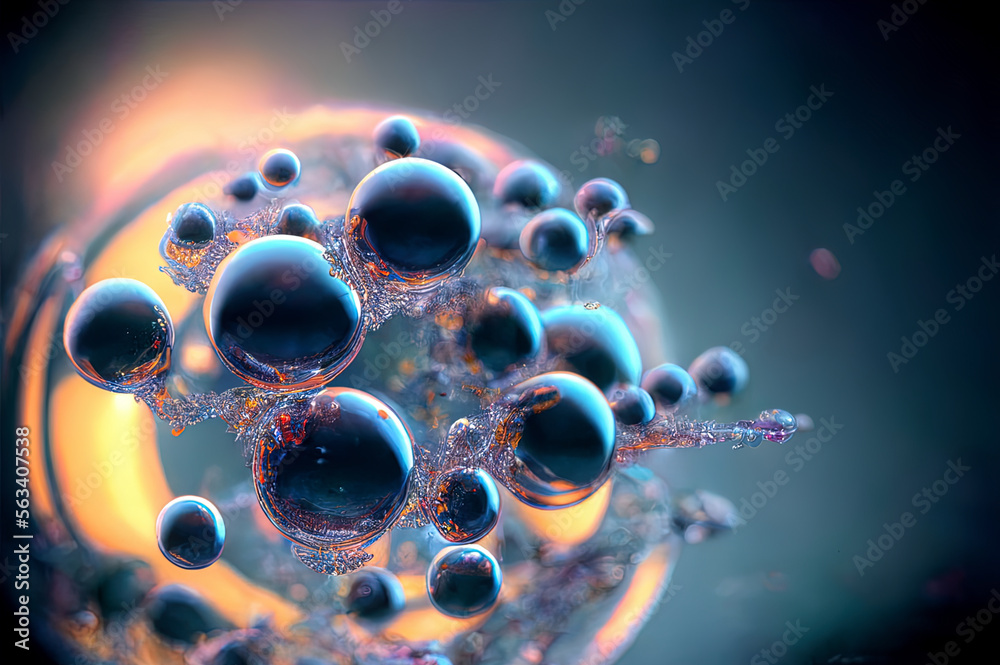 Microscopic electron macroscopic close view of cells and ovum attacked ...