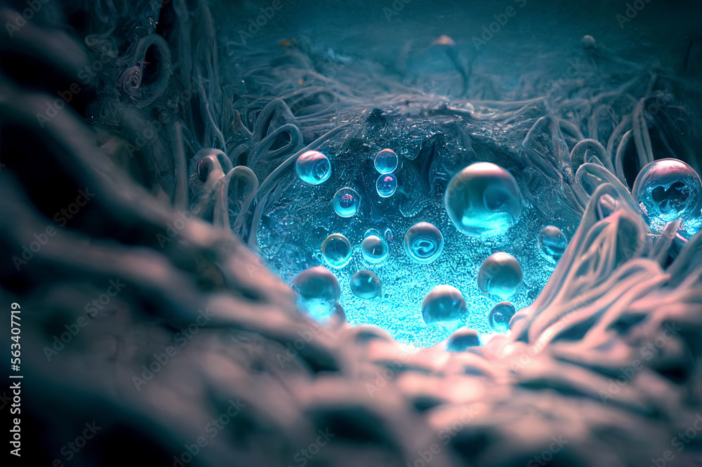 Microscopic electron macroscopic close view of cells and ovum attacked ...