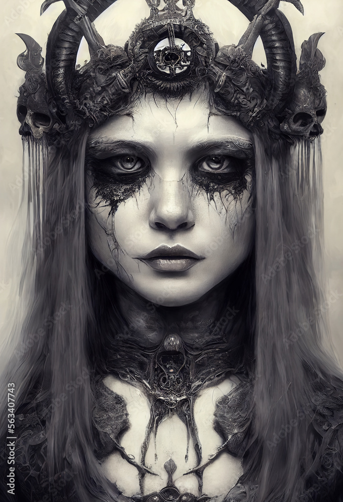 Undead Demon Queen in Elaborate Crown and Jewelry. [Fantasy / Historic ...