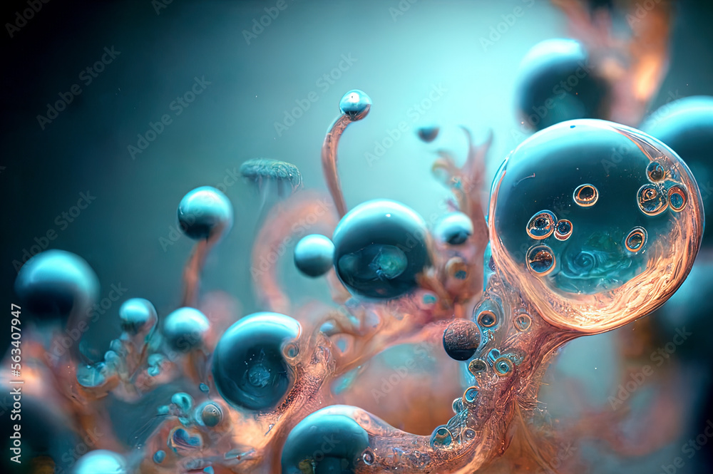 Microscopic electron macroscopic close view of cells and ovum attacked ...