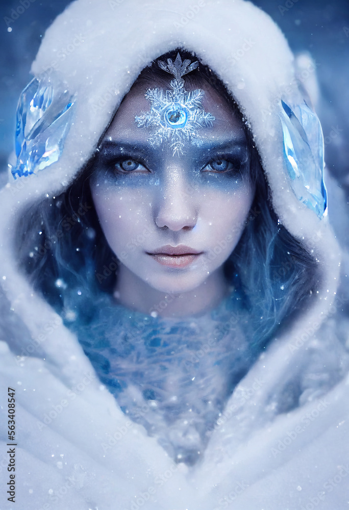 A Mysterious Hooded Snow Queen Covered in Ice Crystals [Fantasy ...