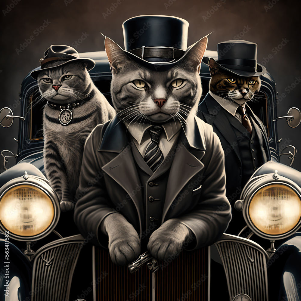 1930s gangster cats, boss villains running the streets Stock ...
