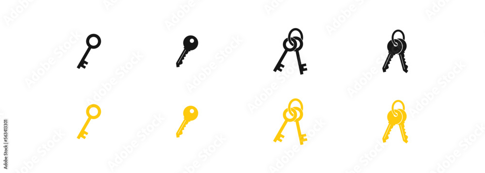 Key icon. Lock symbol. House door unlock signs. Padlock symbols ...