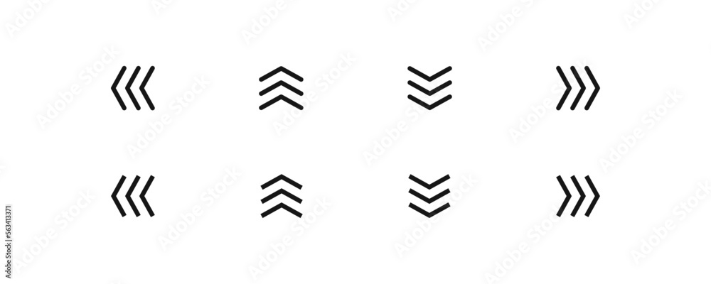 Swipe icon. Arrow up, down, left, right symbol. Button scroll signs ...