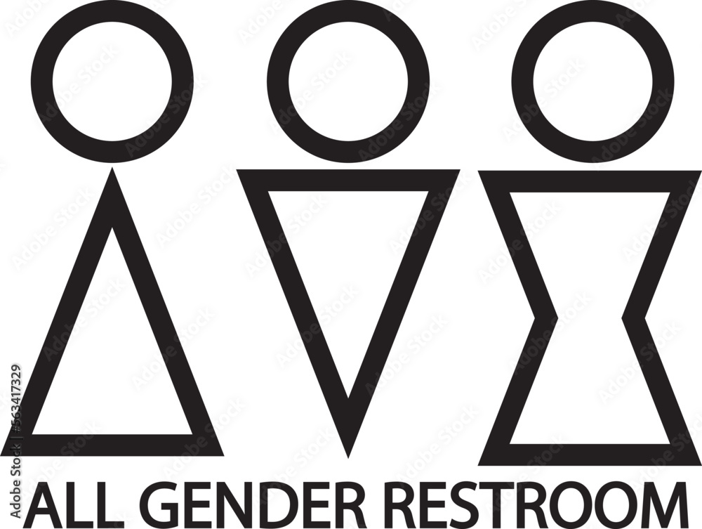 All Gender Restroom Vector Sign All Gender Bathrooms Woman Man