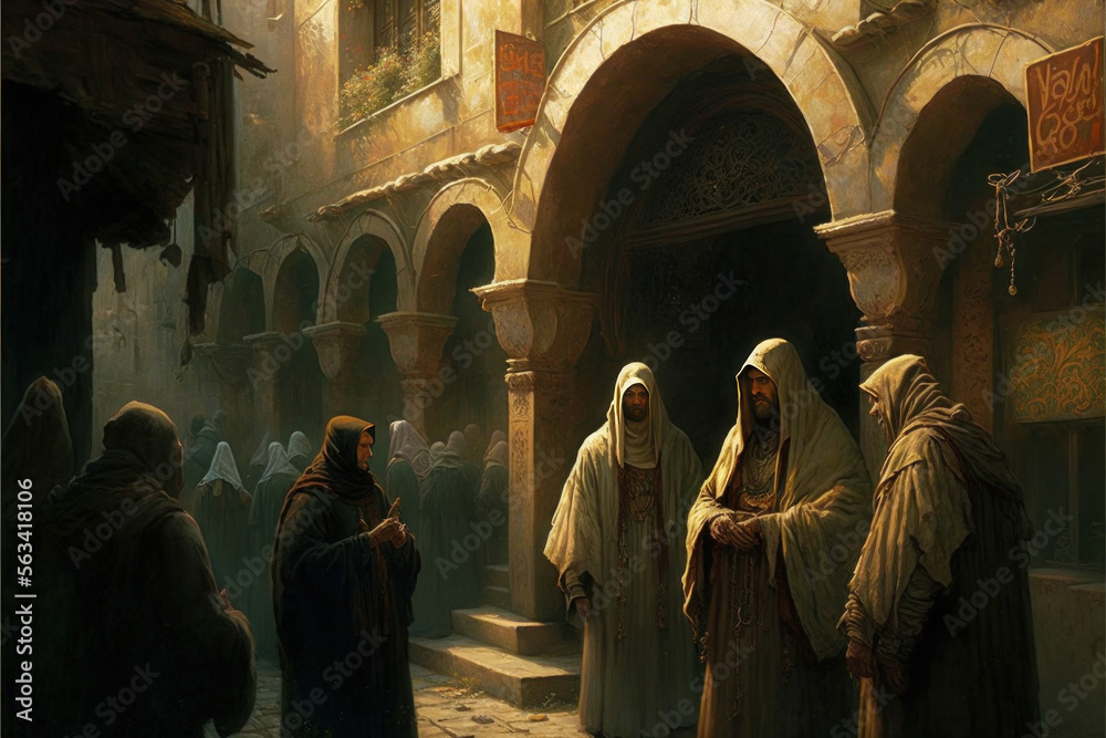 Medieval monks of the Byzantine Empire. A Byzantine monastery with ...