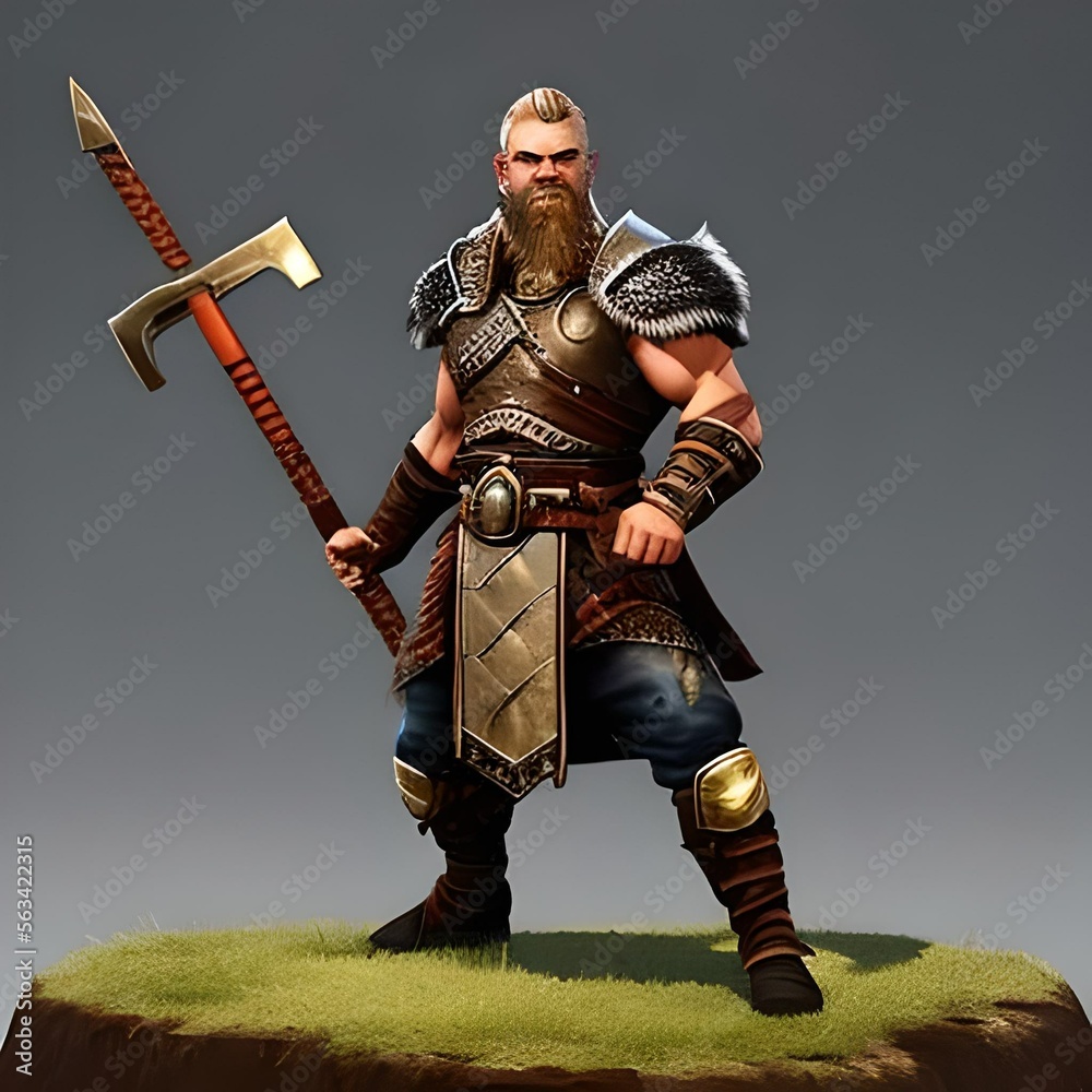 AI Generated Viking Warrior Posing With A Unique Poleaxe Weapon Stock ...
