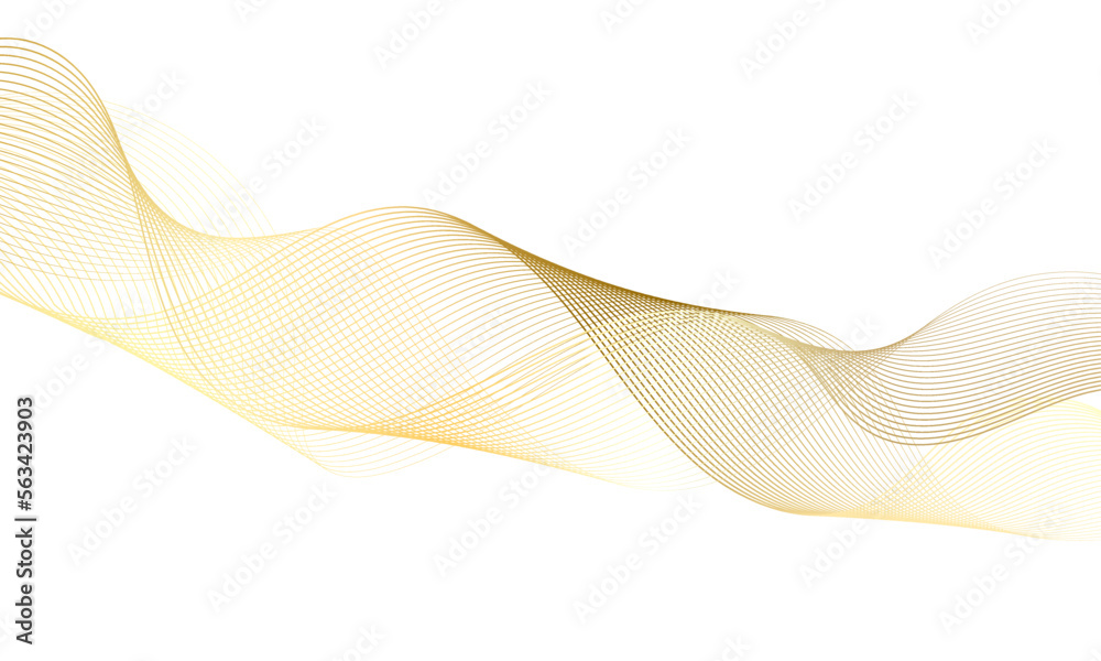 Abstract gold gradient wave element for design. Digital frequency track ...
