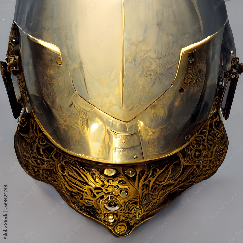 flat design golden Slavic pauldron of the vesantian knight in front ...