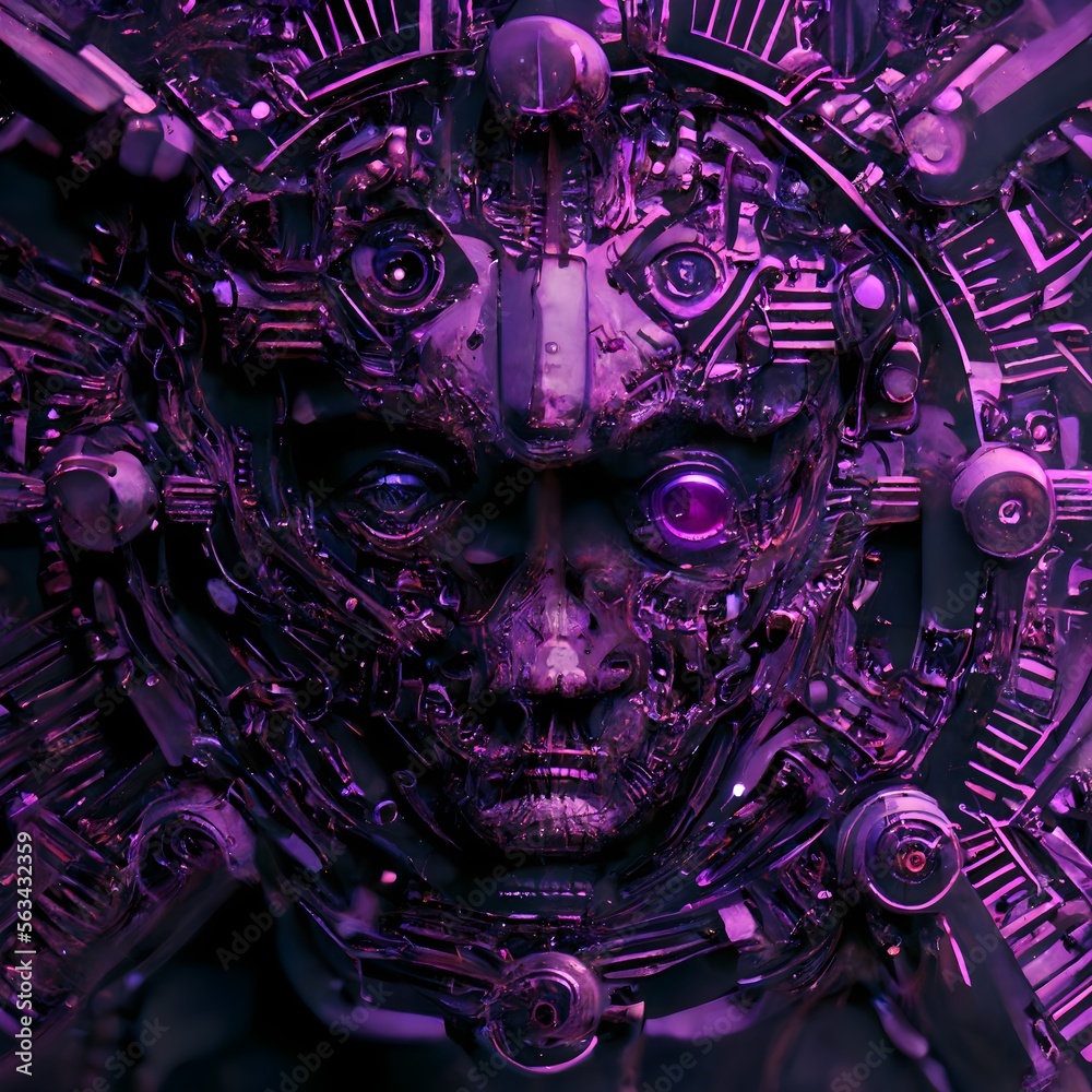 biopunk realistic cybernetic purple pattern intricate details octane ...