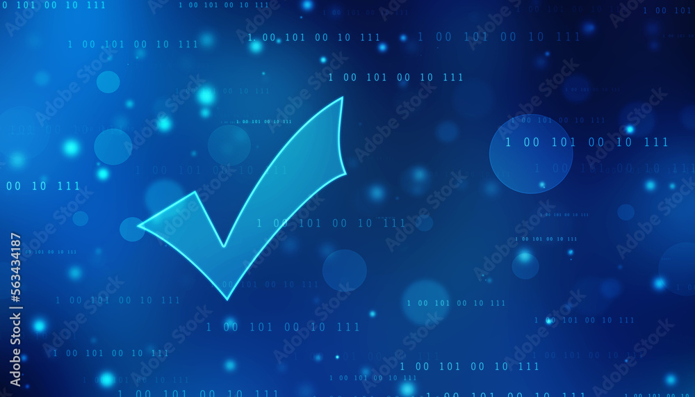 Check mark symbol in digital background, Technology abstract background ...