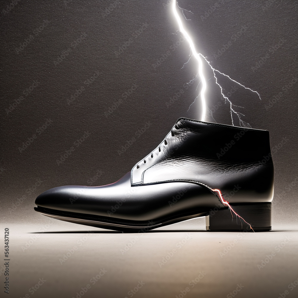 Isolated Closeup View of a Single Black Leather Dress Shoe Shocked by ...