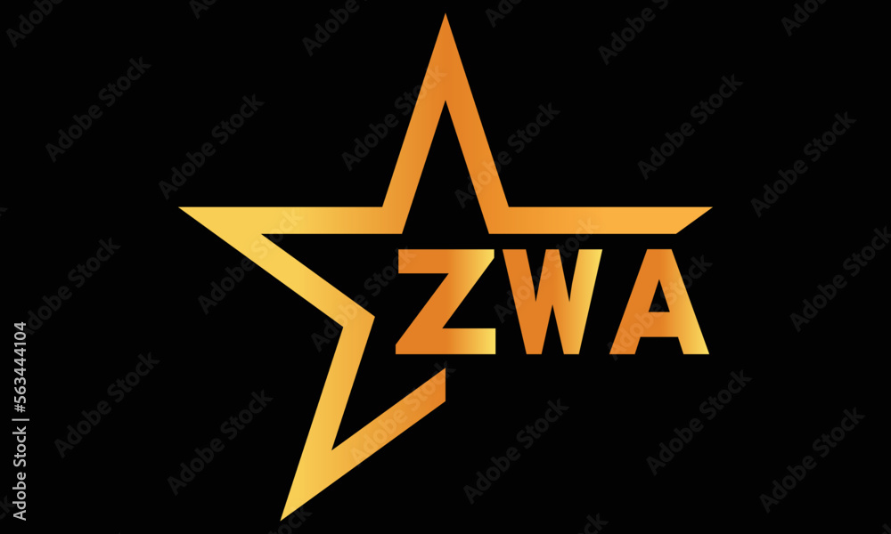 ZWA golden luxury star icon three letter logo design vector template ...