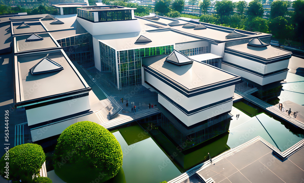 Futuristic architectural building inspired by asian architecture, built ...