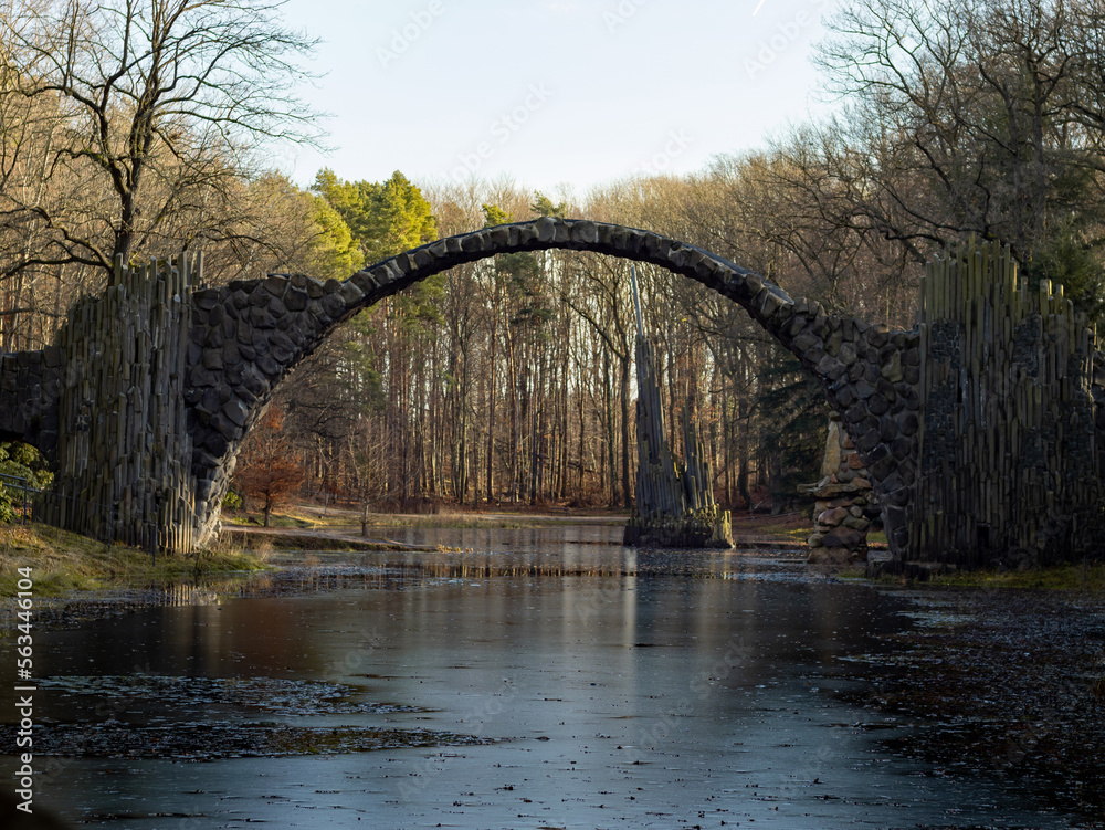The Rakotz Bridge also known as Devil's Bridge in Germany. The old ...