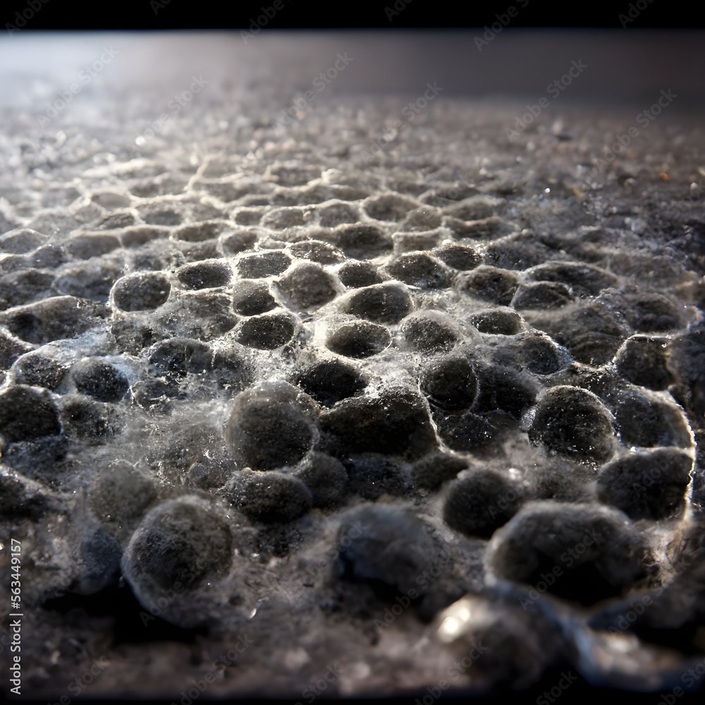 clear concrete cells morphing into ashes moving slow trough shine ...