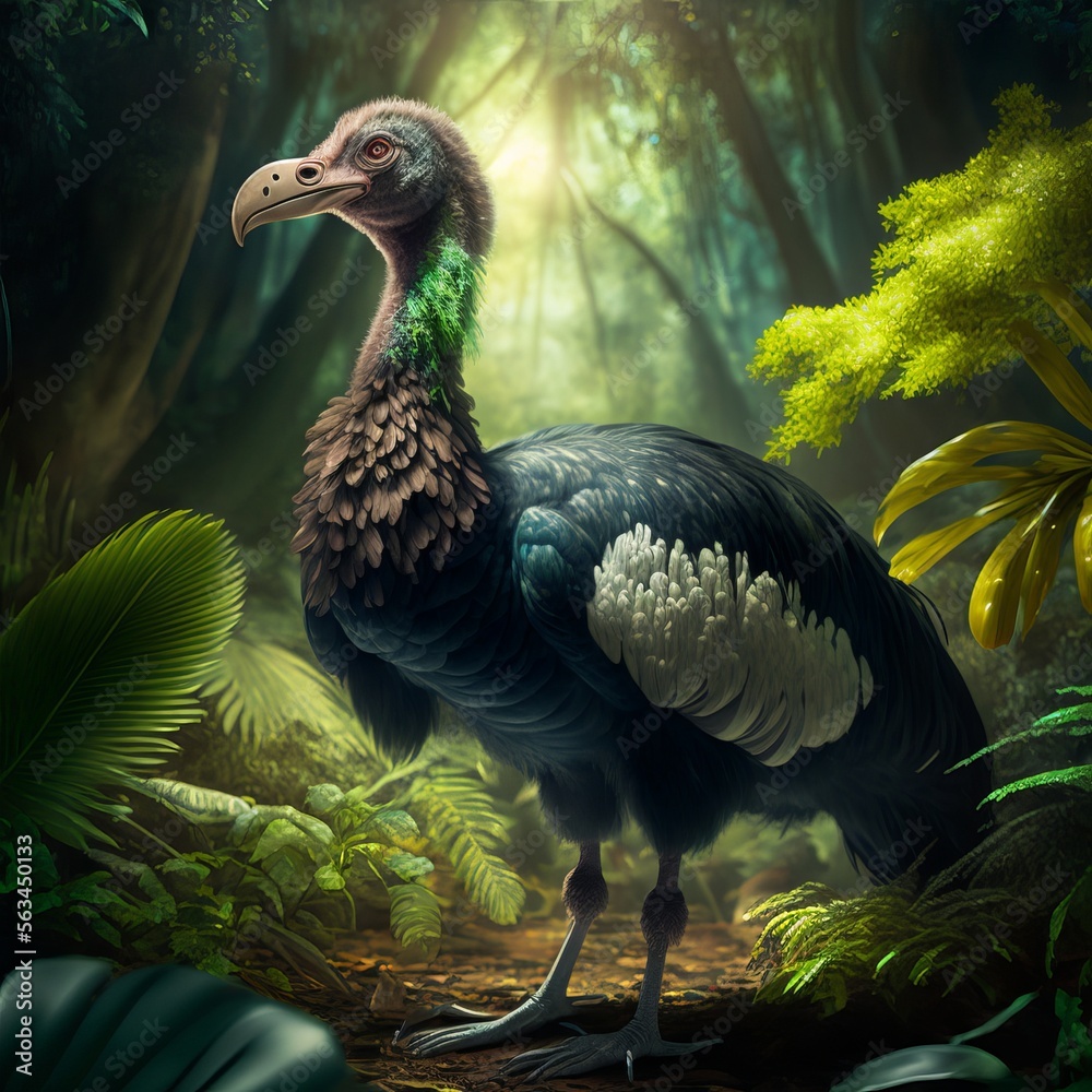 Realistic Detailed Dodo Bird Animal in Lush Tropical Forest Habitat ...