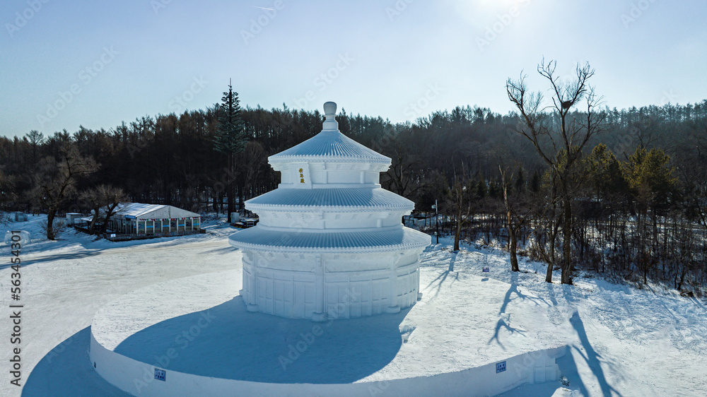 On January 9, 2023, Changchun, China, snow sculptures, winter scenery ...