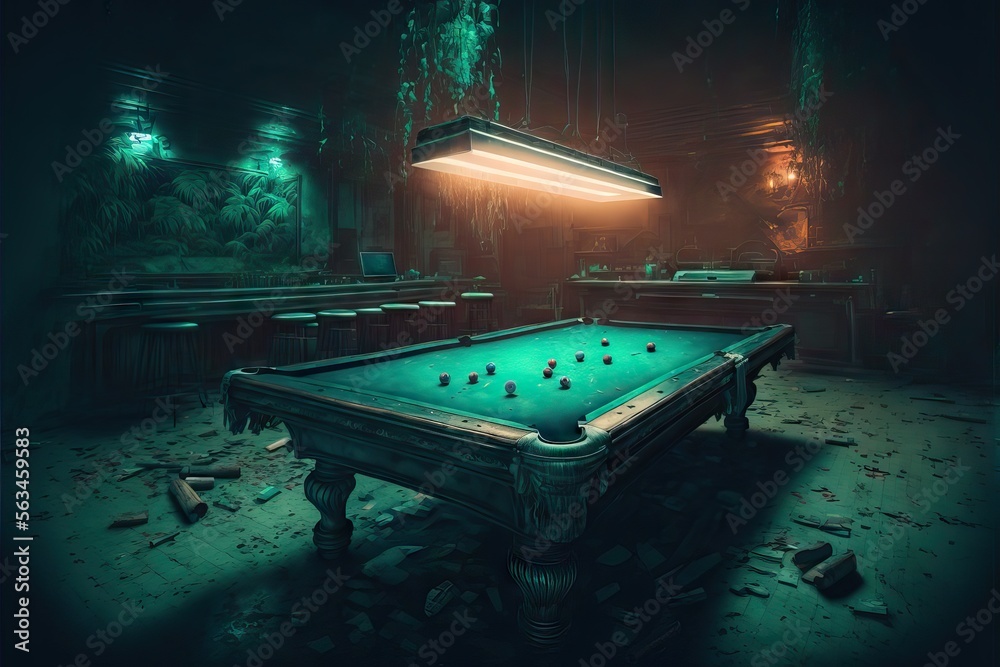 Classic Traditional Billiar and Pool Table, For Playing with Cue and ...