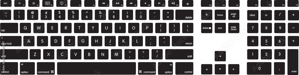 Vector Keyboard Keys Stickers Computer Keyboard Buttons Keys Template Stock Vector Adobe Stock