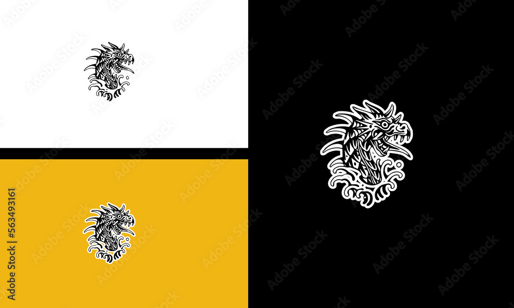 head dragon monster vector outline design Stock Vector | Adobe Stock