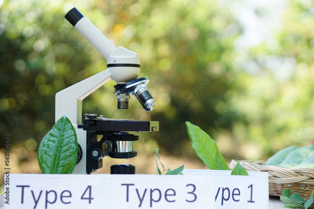 Foto de Microscope for doing science experiment outdoor. Concept ...