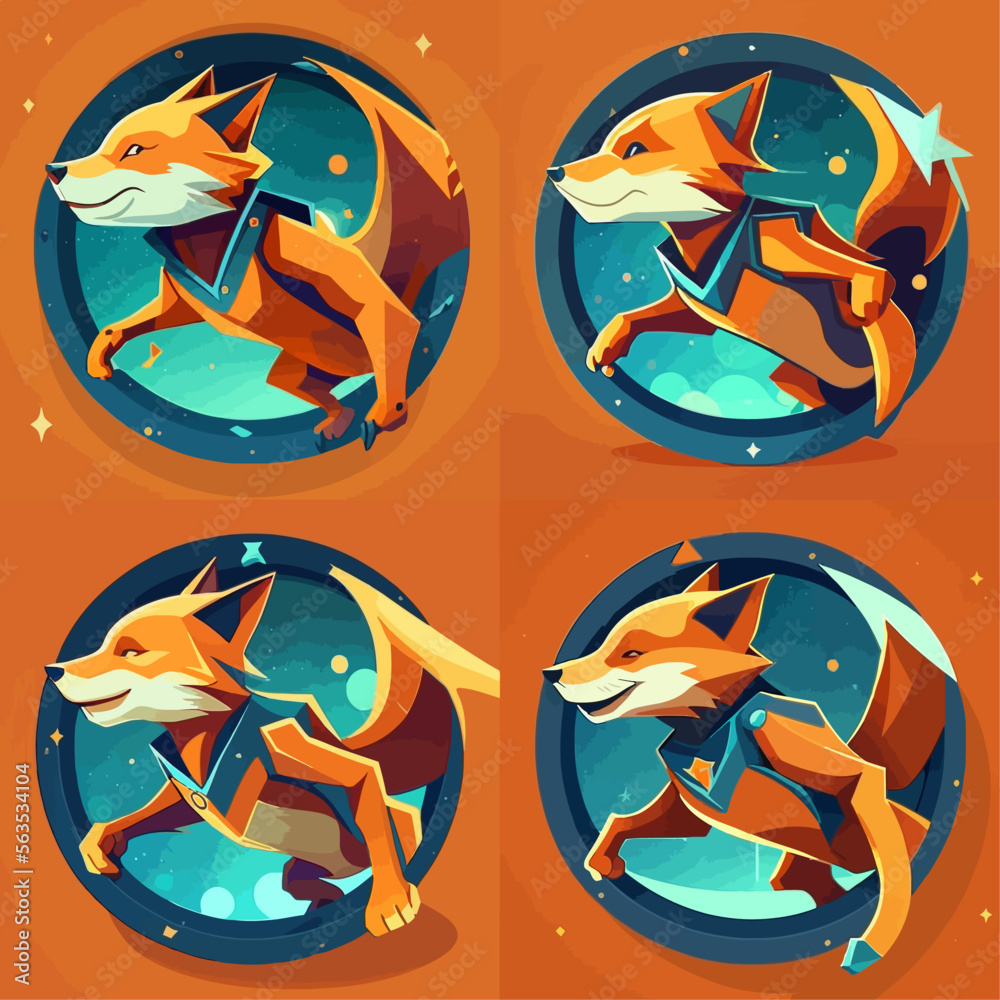 4 variants of fox vector logo Stock Vector | Adobe Stock