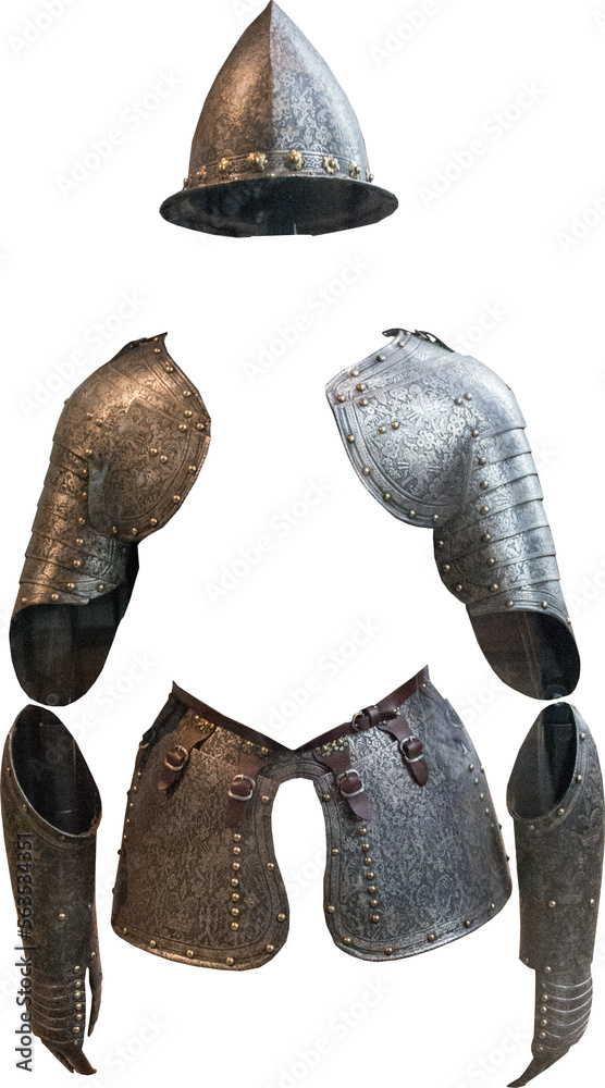Isolated PNG cutout of a medieval knight armor on a transparent ...