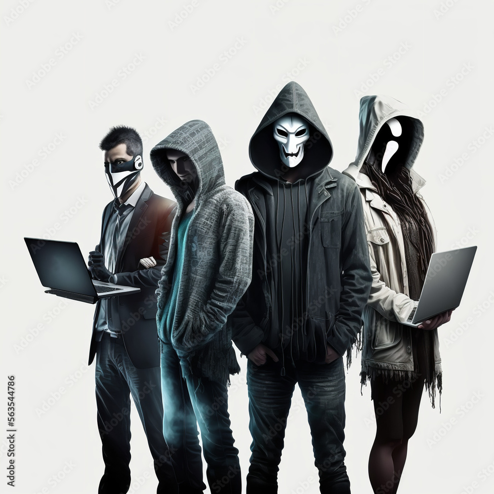 Hacker group created with generative AI Stock Illustration | Adobe Stock