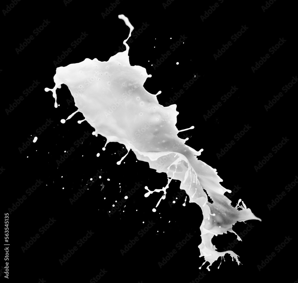 Pure milk splash isolated on black background. Royalty high-quality ...