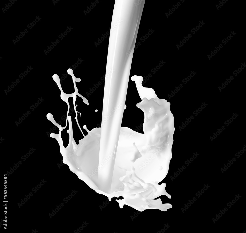 Pure milk splash isolated on black background. Royalty high-quality ...