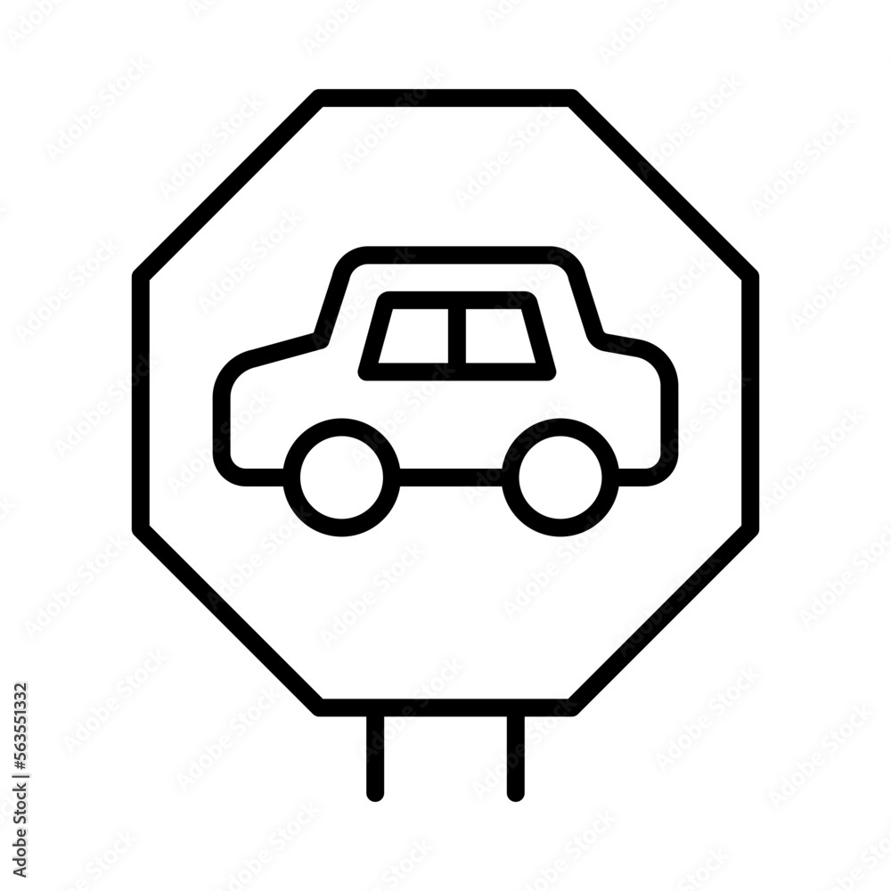 Stop-Sign Isolated Silhouette Solid Line Icon with stop-sign, car, cars ...