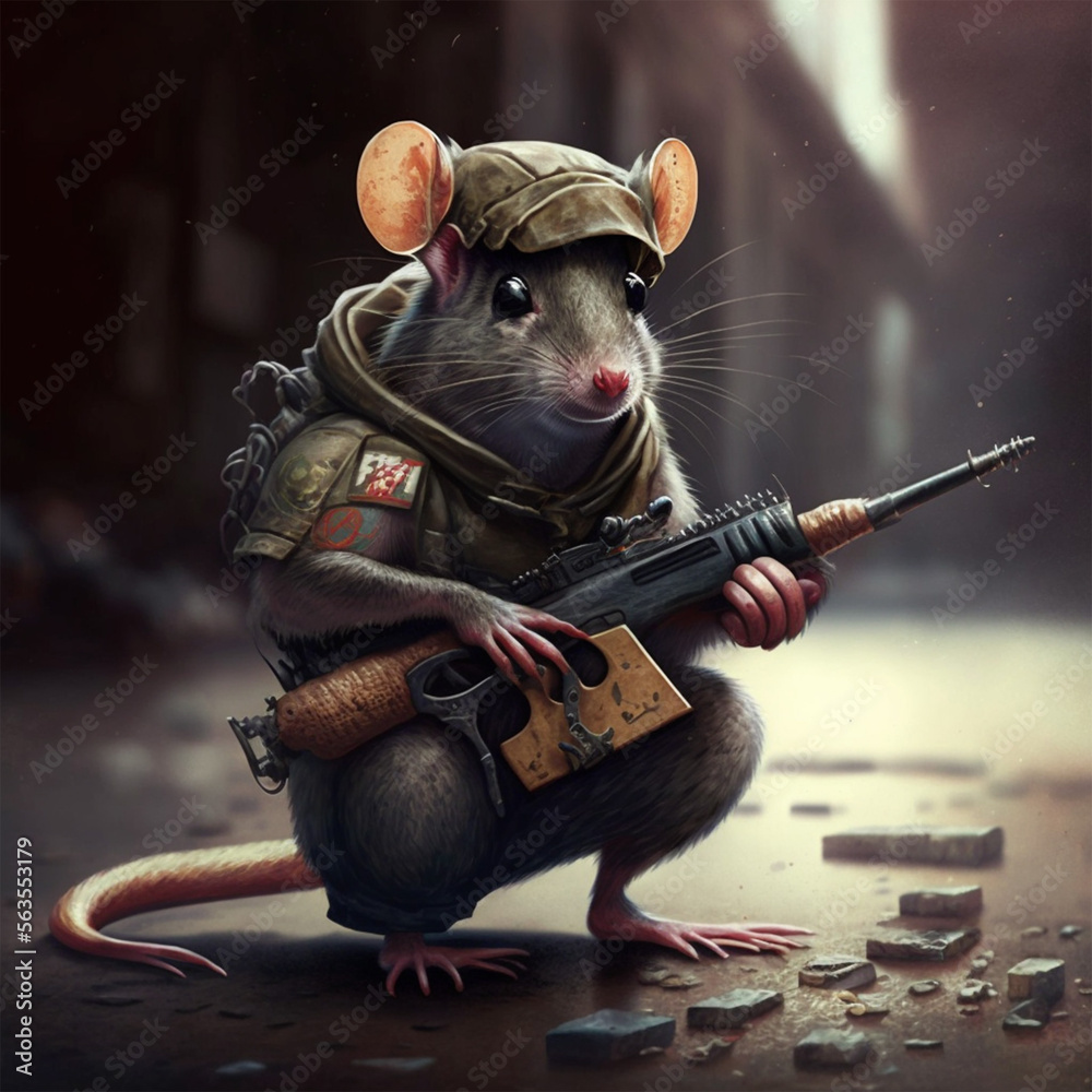 mouse in a mousetrap with gun Stock Illustration | Adobe Stock